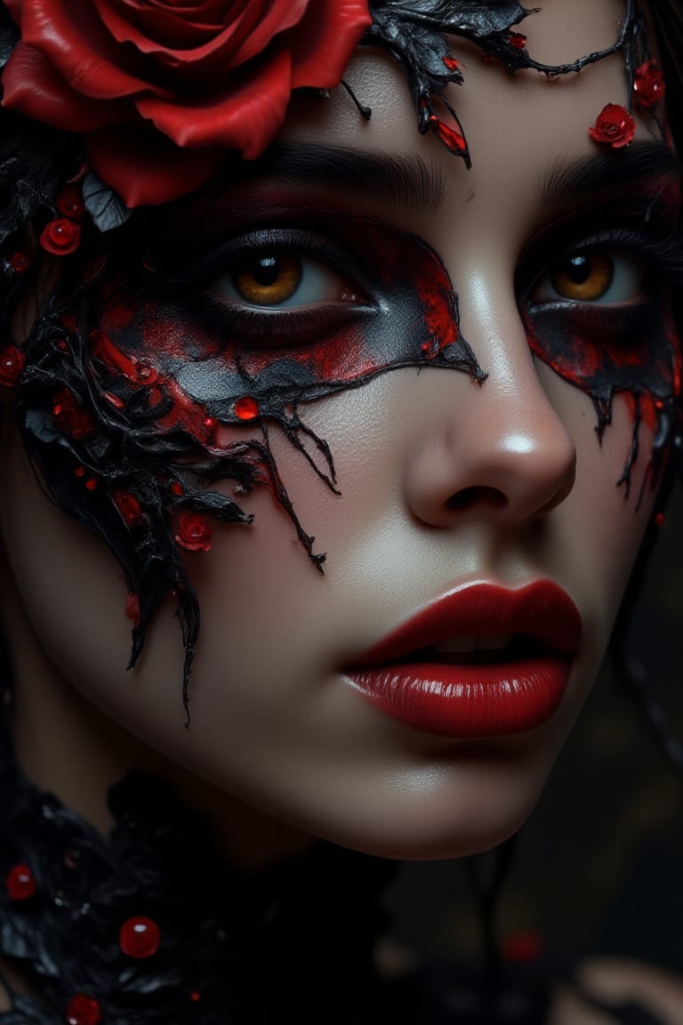 a close up of a woman with a r | image created by Mrcajota | Tensor.Art