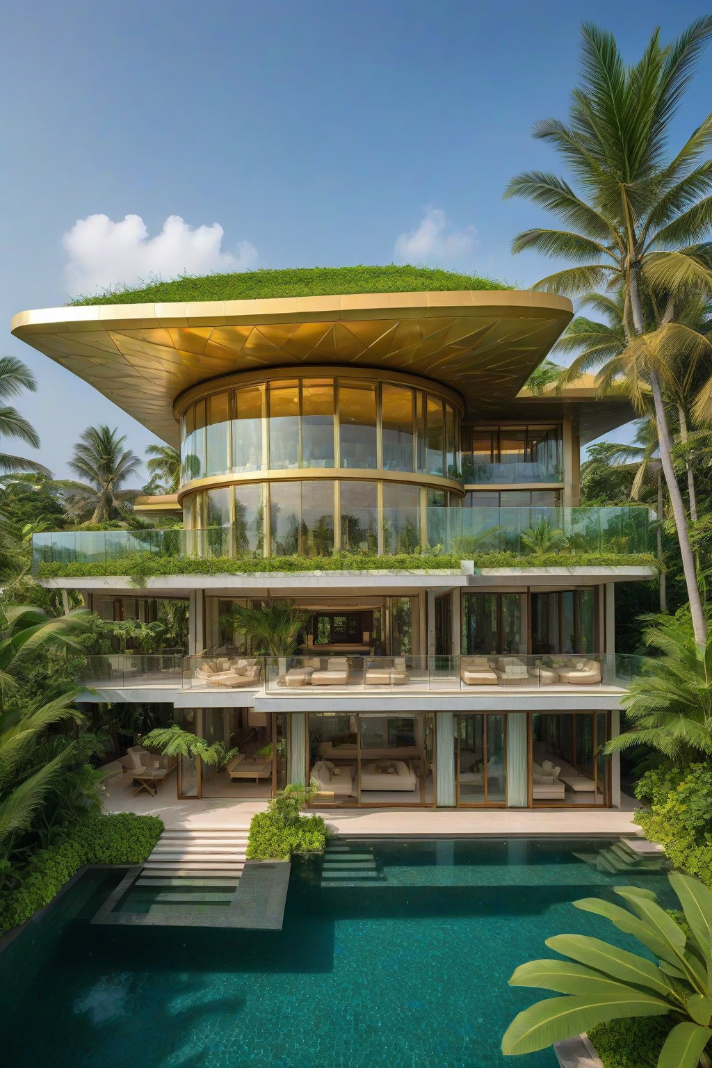 A massive villa shaped like a | image created by AdonisKobi | Tensor.Art