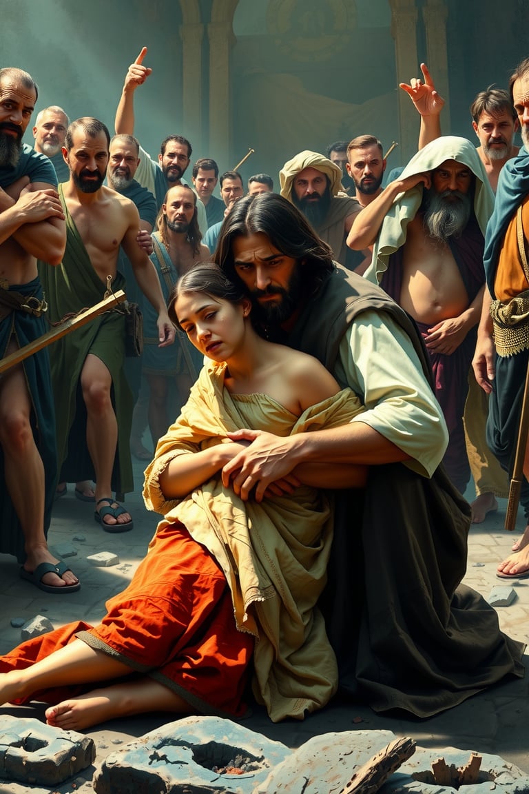 A somber tableau: Jesus kneels | image created by TALON | Tensor.Art