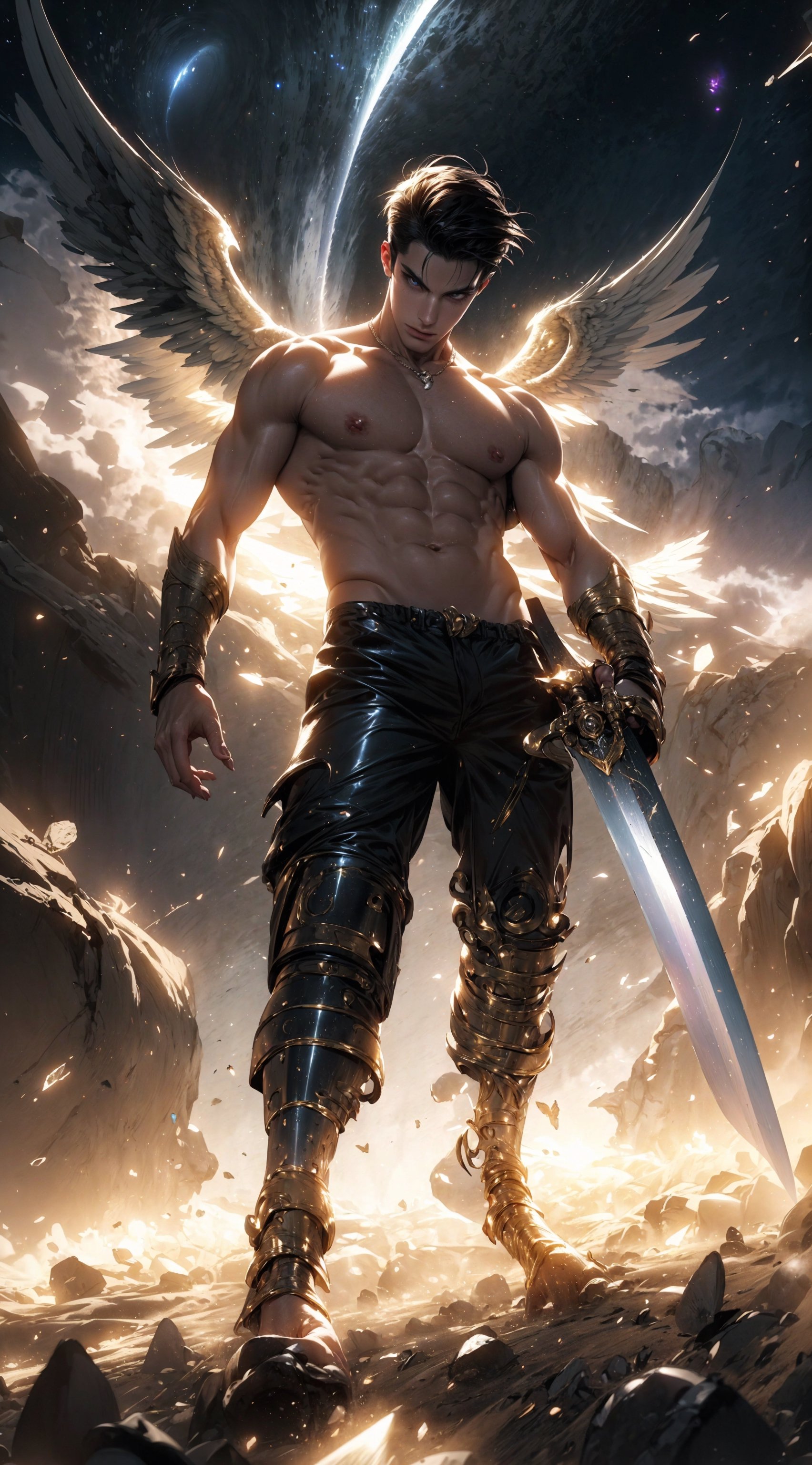 Male angels fighting in the ga | image created by Golf | Tensor.Art