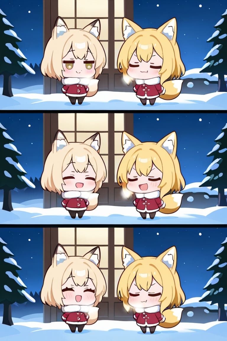 chibi fox girl,winter,blonde h | image created by ヘリオス | Tensor.Art