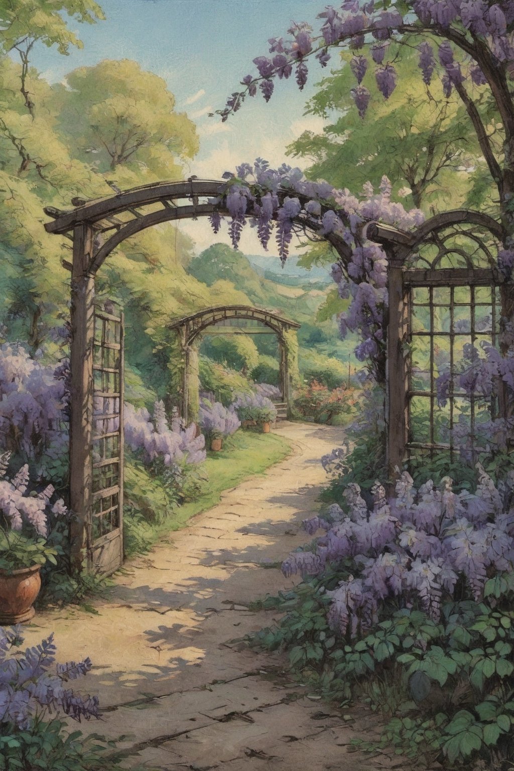 a girl,walking into ,Wisteria | image created by Dantonio ...