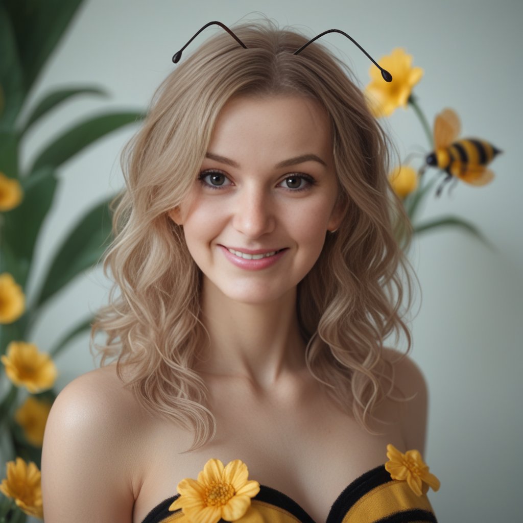 Cute girl, bee-girl, bee wings | image created by AGSmol | Tensor.Art