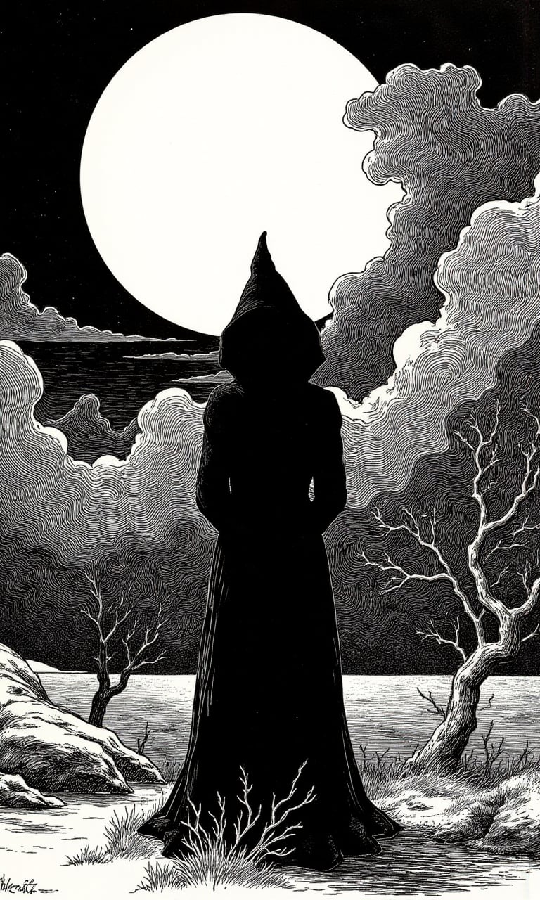 monochrome black and white ink | image created by Fugue88 | Tensor.Art