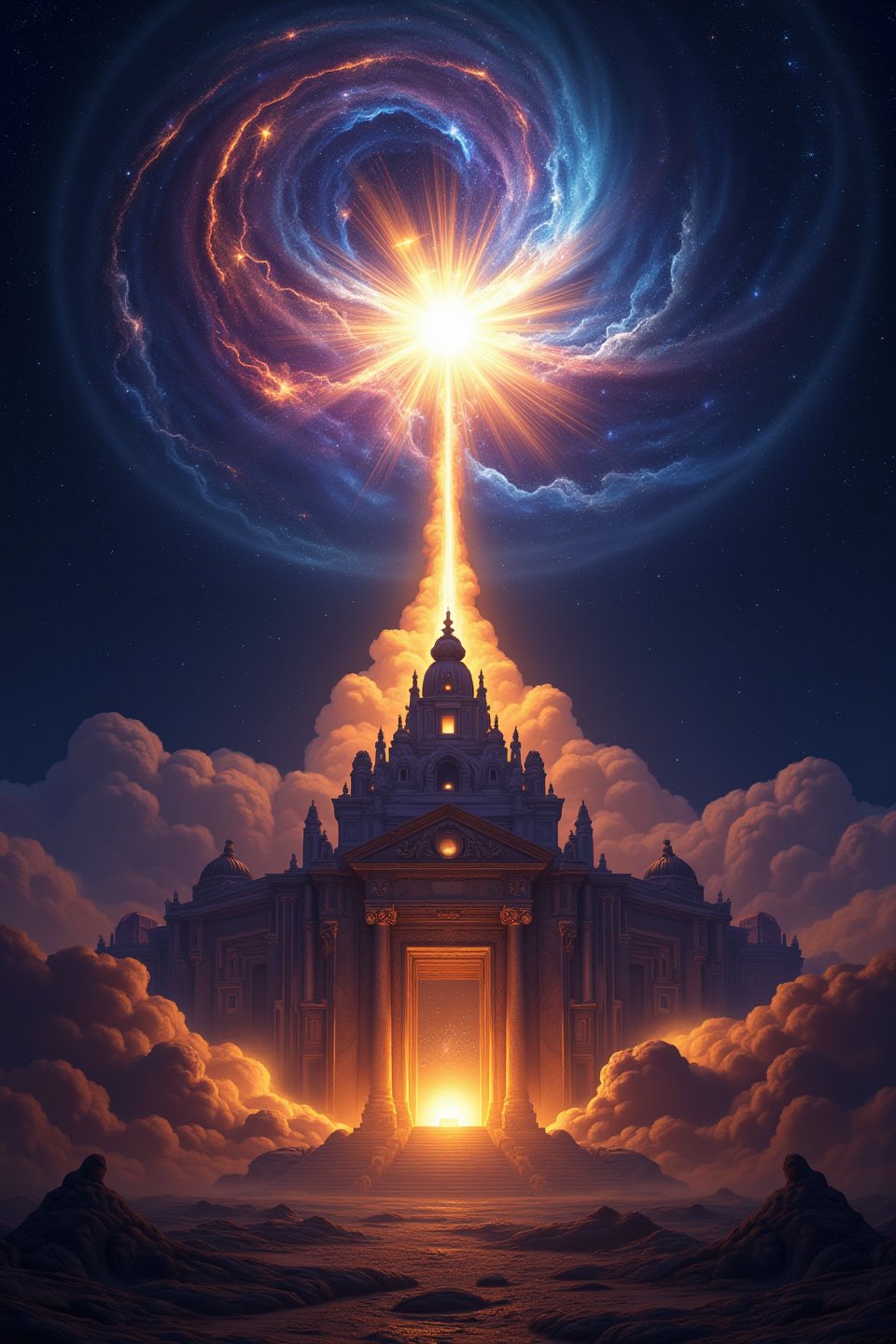 an ancient temple of light on | image created by Fugue88 | Tensor.Art