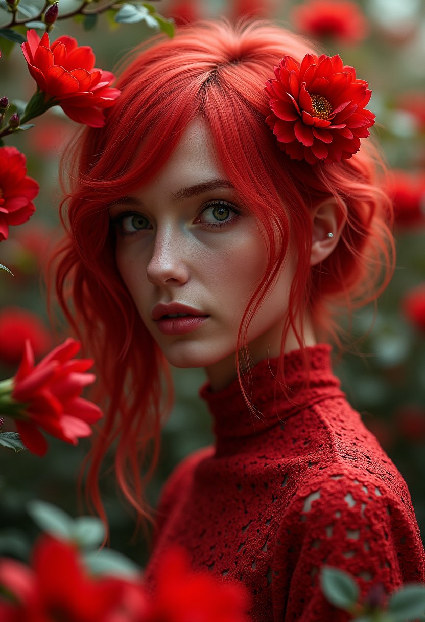 Red flowers girl - Free AI Art by Mikl_Art_1313 | Tensor.Art | Tensor.Art