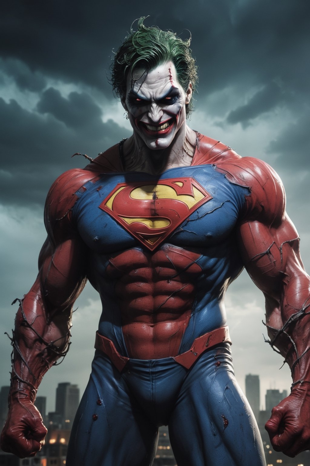 Superman, defiled by the Joker | image created by JOKER | Tensor.Art