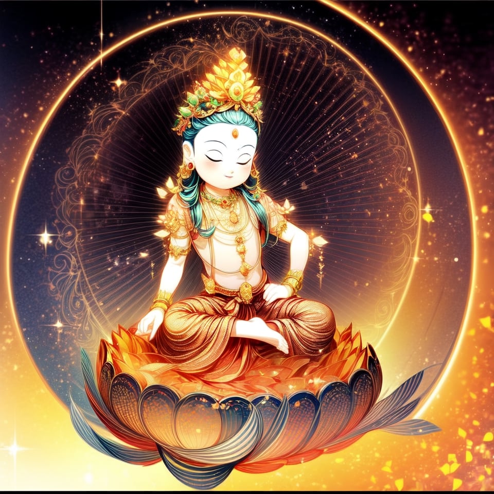 (pusa,1boy,mantra),ocean,stars | image created by xyshy | Tensor.Art