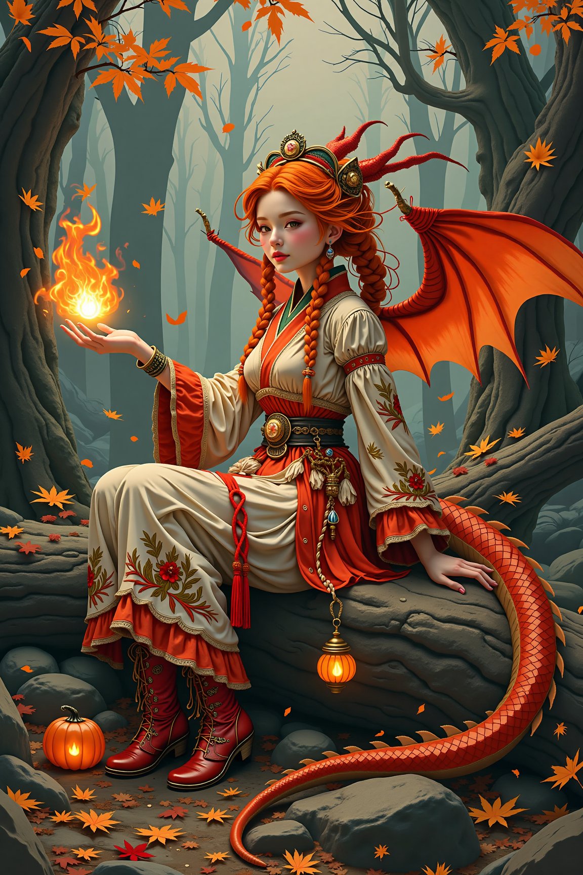 Chica dragón we | image created by Renjirox | Tensor.Art