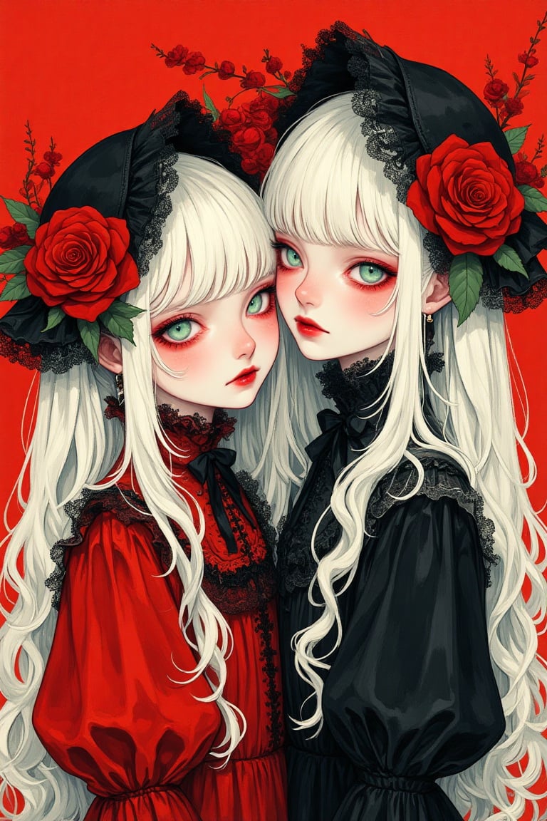 women with white hair and red | image created by Medlinyelle | Tensor.Art