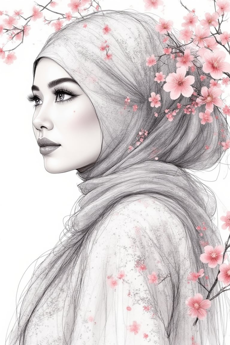 Sketch of a hijabist Lady | image created by MyraReed | Tensor.Art