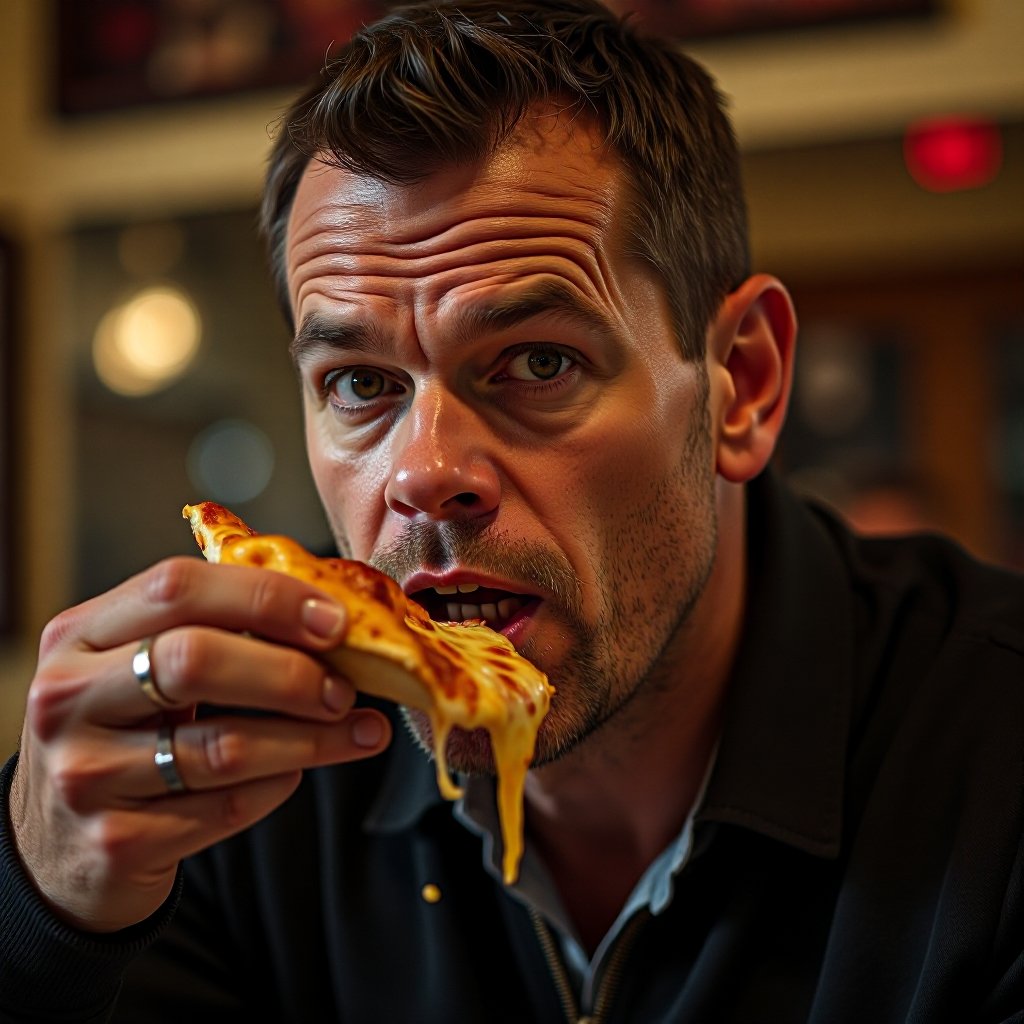 Celebrities eating pizza | image created by NobodyButMeowie | Tensor.Art