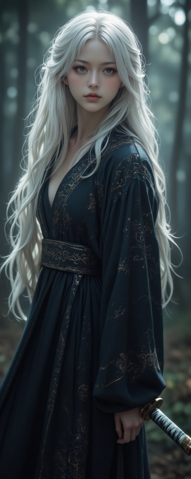 A beautiful, fierce white-hair | image created by Yuzen | Tensor.Art