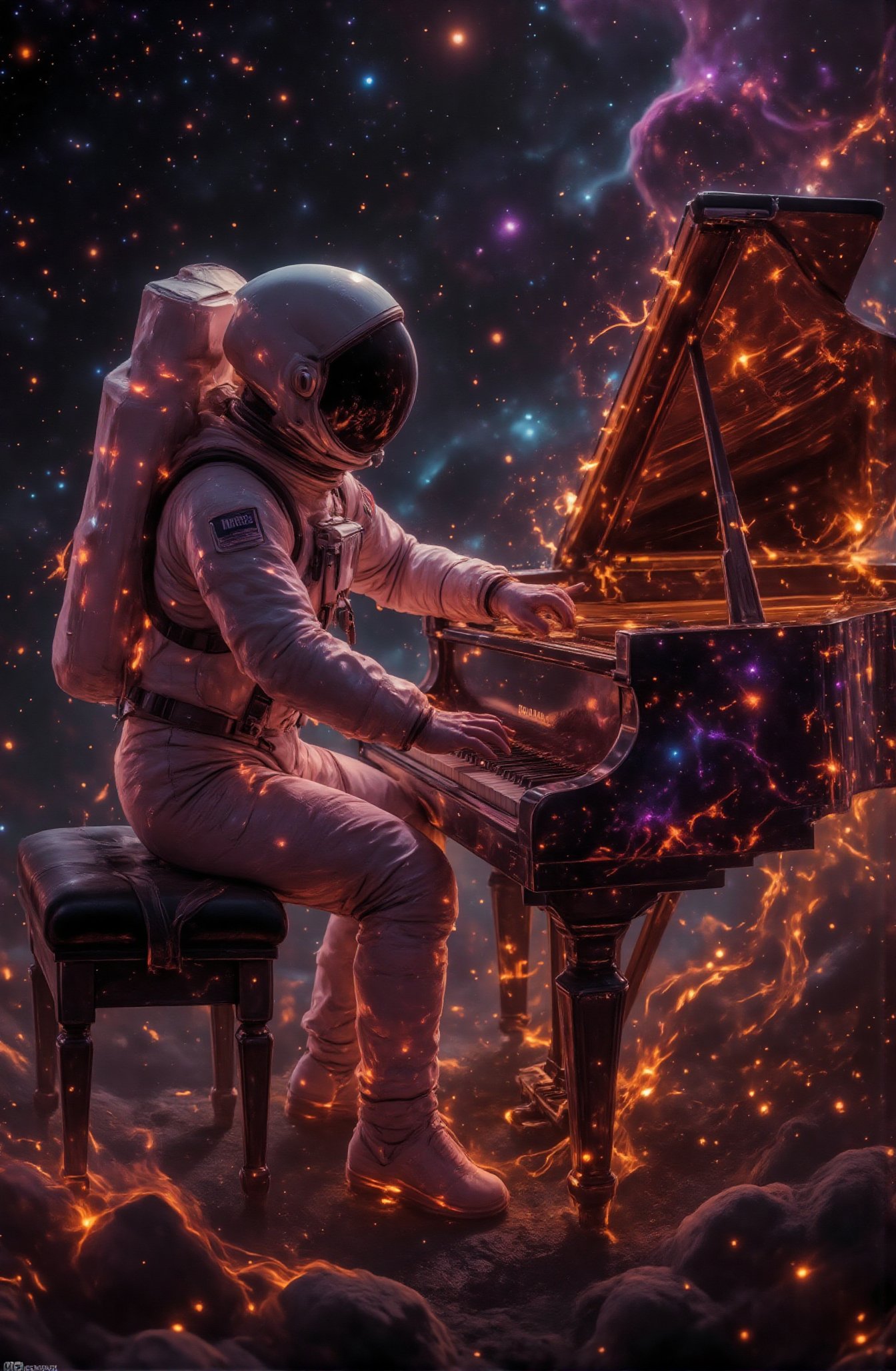 Daily theme Piano Cosmic piano | image created by Shadow | Tensor.Art