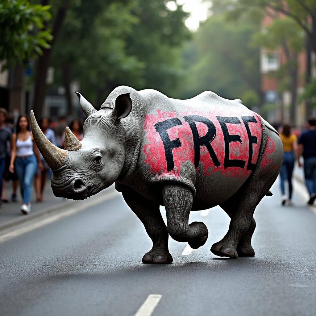 Free of Charge 🆓🦏 | image created by Jay Zen | Tensor.Art