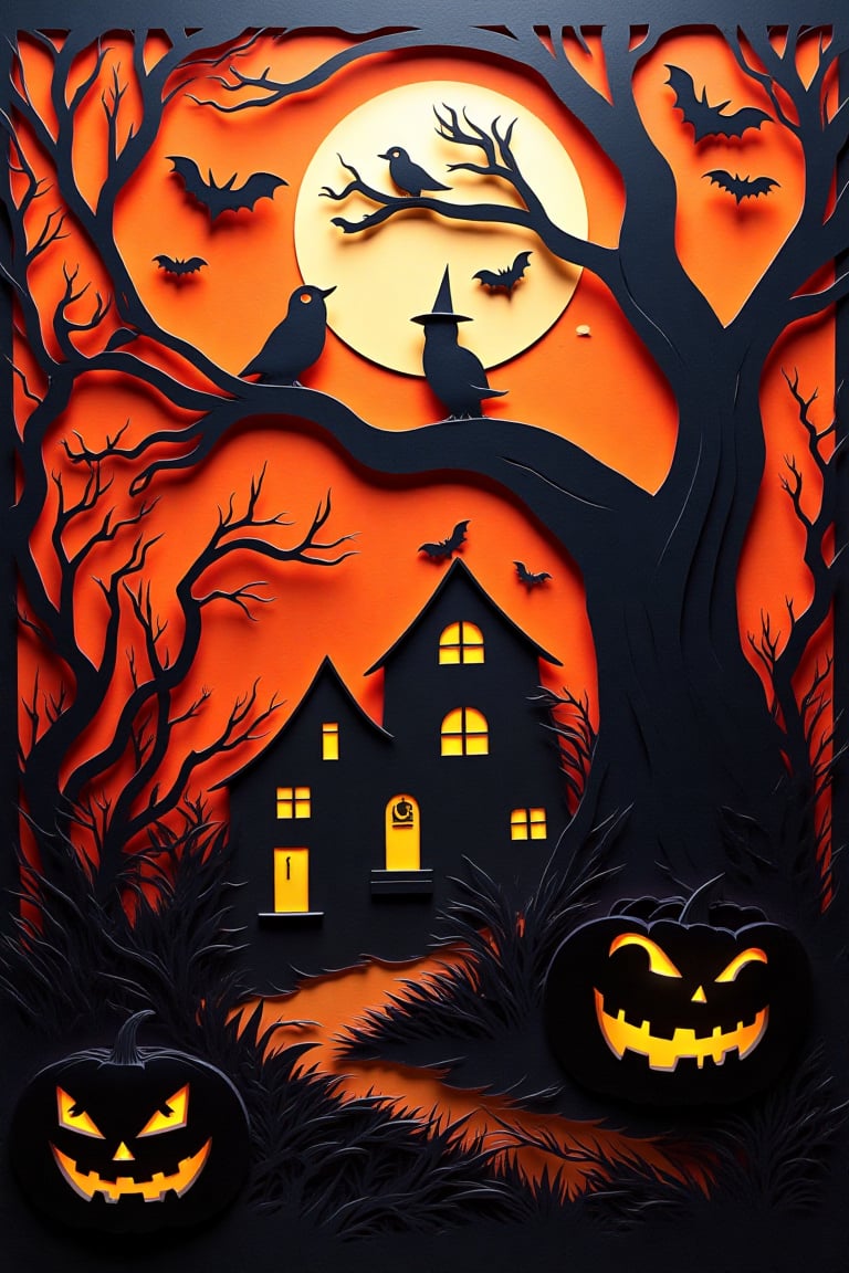 paper cut of a halloween theme | image created by maitruclam | Tensor.Art