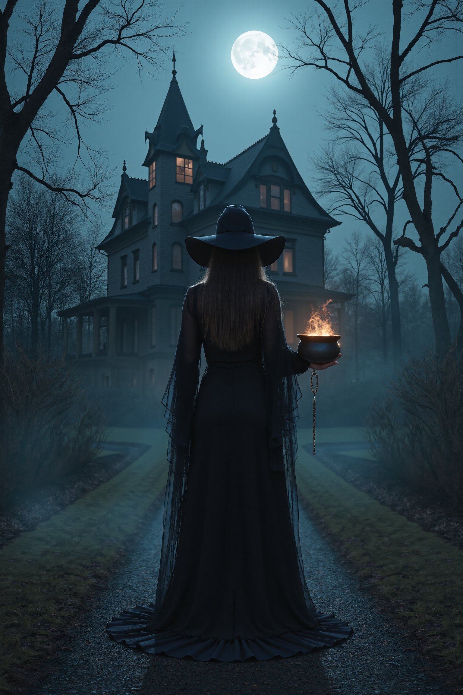 A dark, eerie Halloween scene | image created by WildhawkPT | Tensor.Art