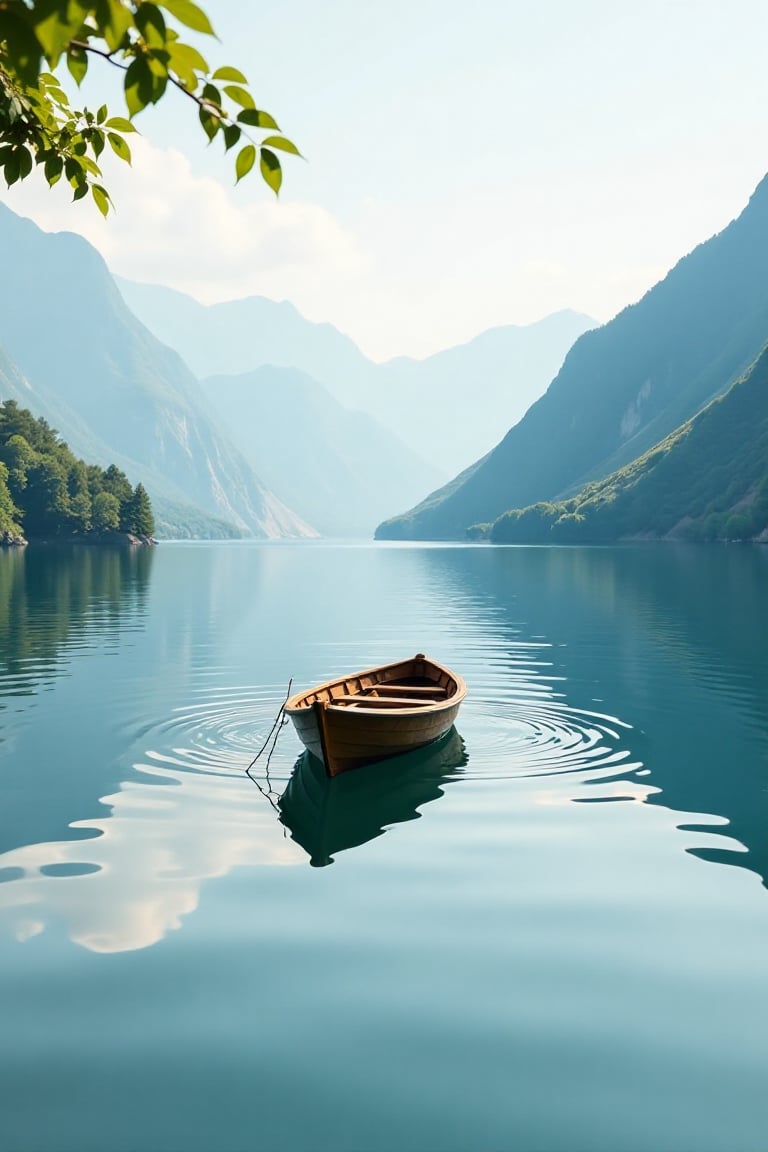 A serene scene of a small boat | image created by Ma_Deed | Tensor.Art