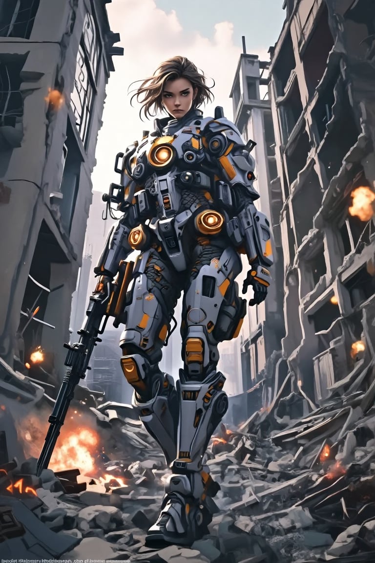 A mechanized warrior stands am | image created by Star Fox | Tensor.Art