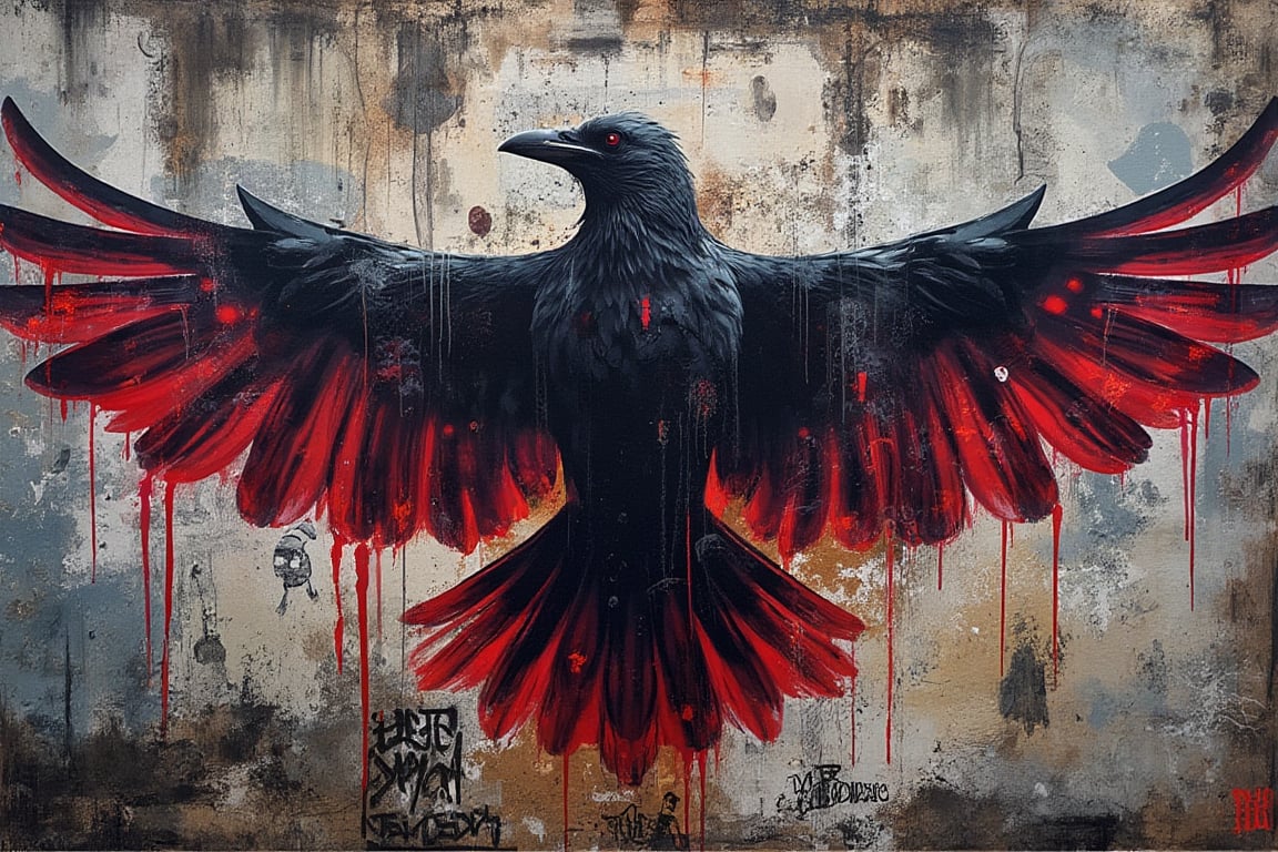 Graffiti of a Raven. FANTASY A | image created by xVoRoNx | Tensor.Art