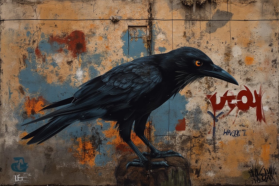 Graffiti of a Raven. FANTASY A | image created by xVoRoNx | Tensor.Art