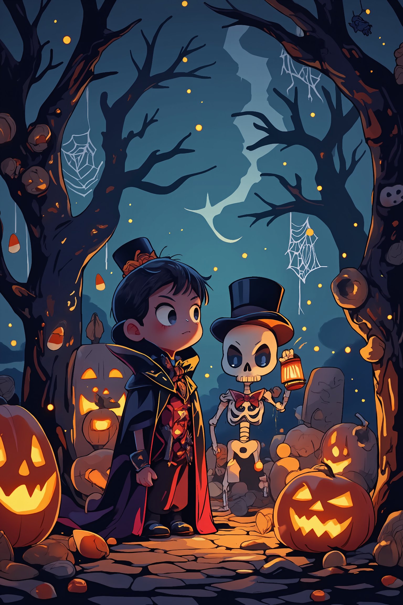 A spooky Halloween party scene | image created by zDKZ | Tensor.Art