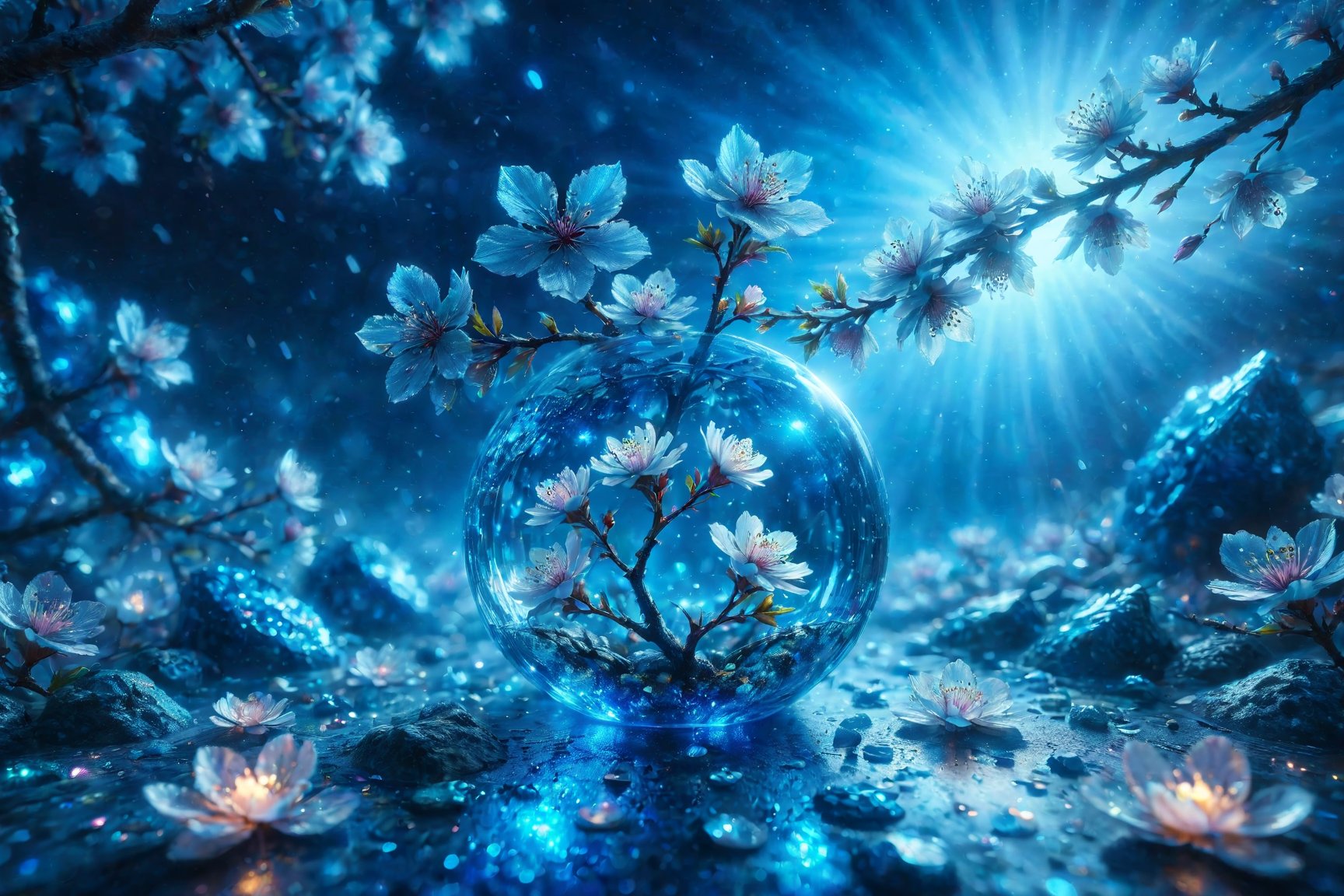 crystal cherry blossom, fantas | image created by MOON | Tensor.Art
