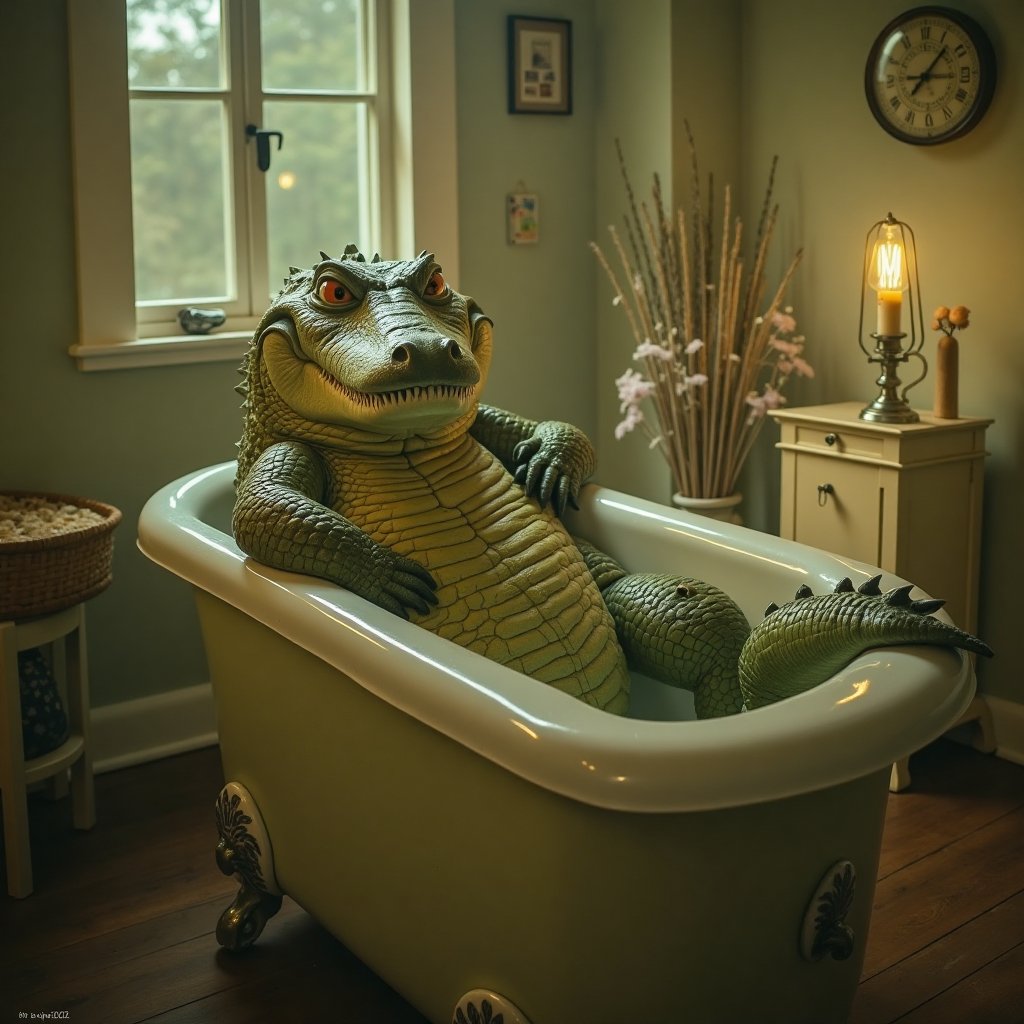 Croc in a Tub | image created by user_746823937496734945 | Tensor.Art