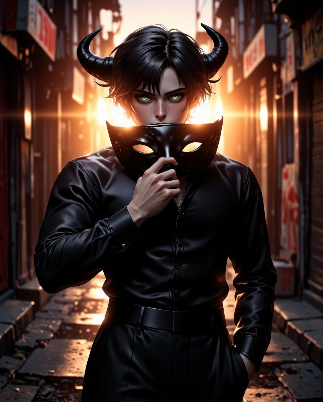close-up of confident semi-ani | image created by ★Nora★ | Tensor.Art