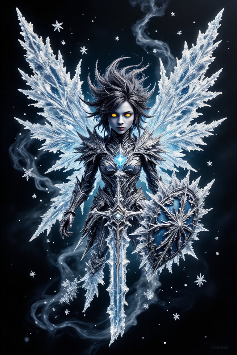 a tiny faerie in a ice armor, | image created by user ...