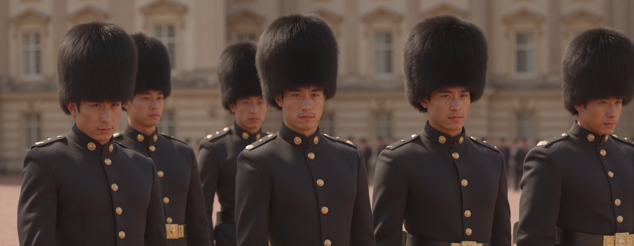 Four dashing men in crisp Brit | image created by christ♥pher | Tensor.Art