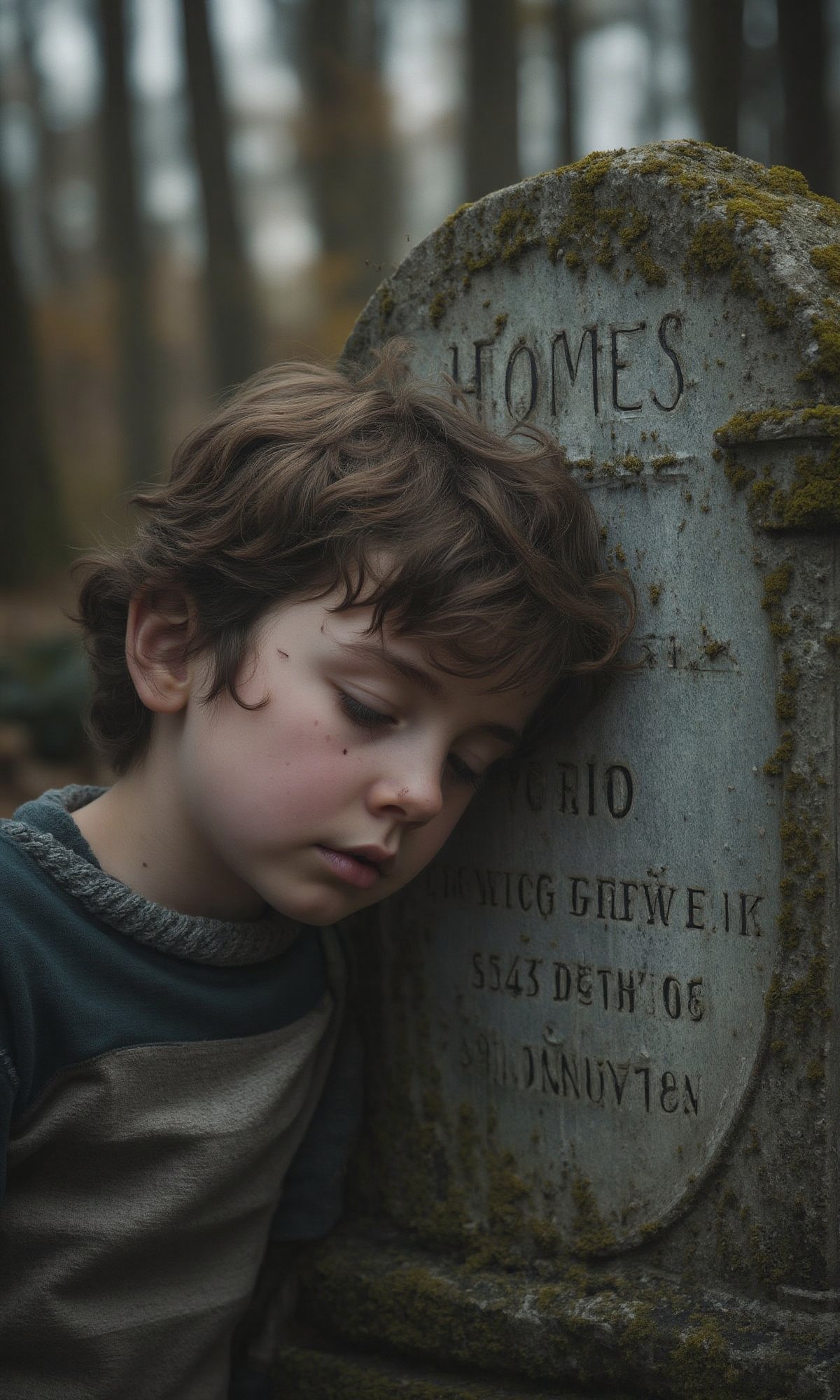 A sorrowful boy lays himself d | image created by Paijo_Hernandez ...