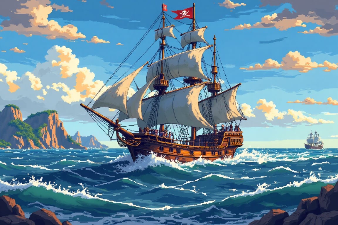 8-bit pixel art scene of a pir | image created by Masterpiece | Tensor.Art