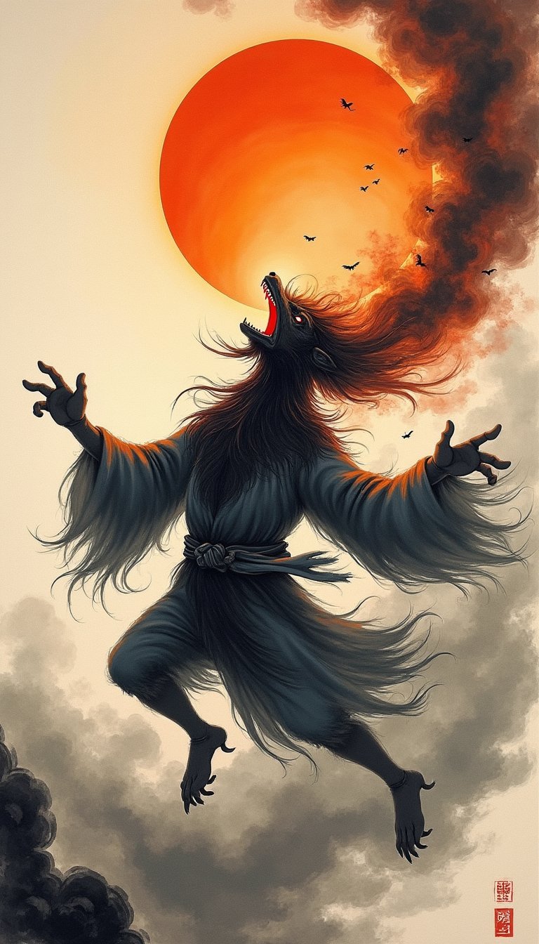Tiangou eating the Sun | image created by JoJo | Tensor.Art