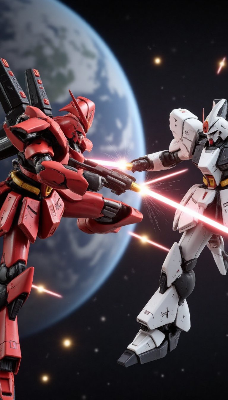 Nu Gundam & Sazabi | image created by JoJo | Tensor.Art