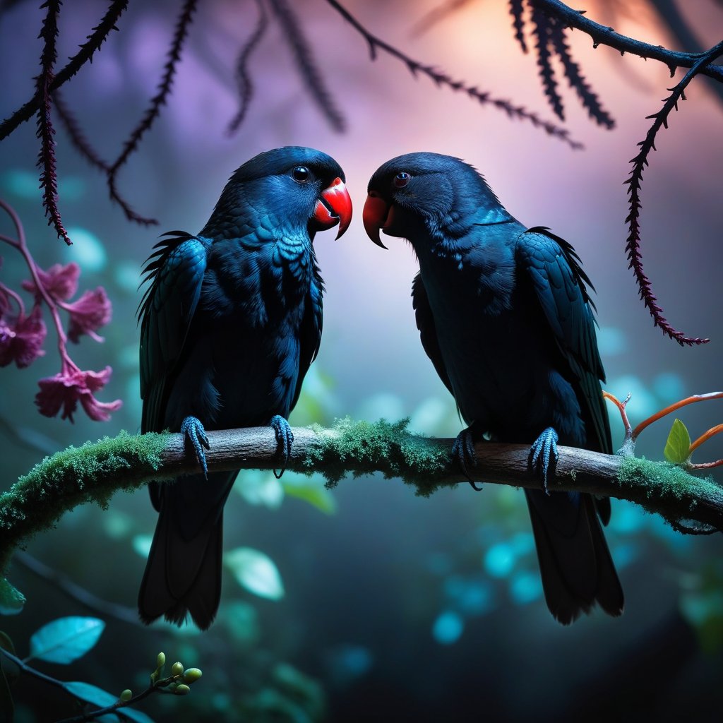 Goth Lovebirds | image created by (h4) | Tensor.Art