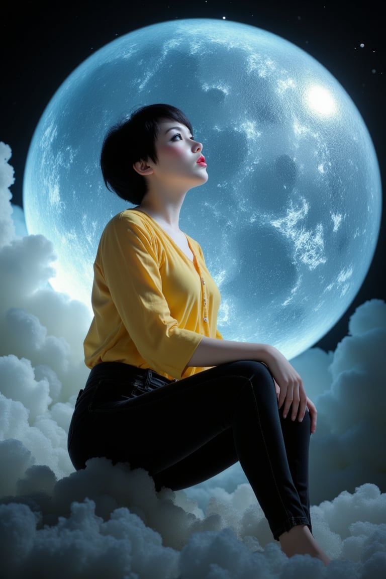 Beautiful moon queen in black | image created by Hiroshima | Tensor.Art