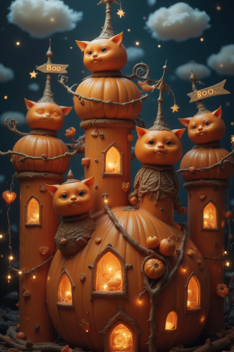 A whimsical, pumpkin-shaped ca | image created by andux | Tensor.Art