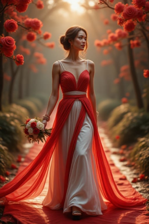 bride drees mannaquin red ribb | image created by Ai_AienBlackRose ...