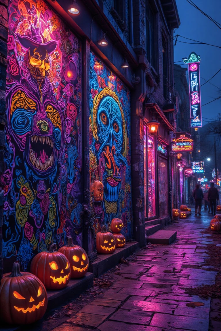 Neon-lit downtown streetscape | image created by Mr. H | Tensor.Art