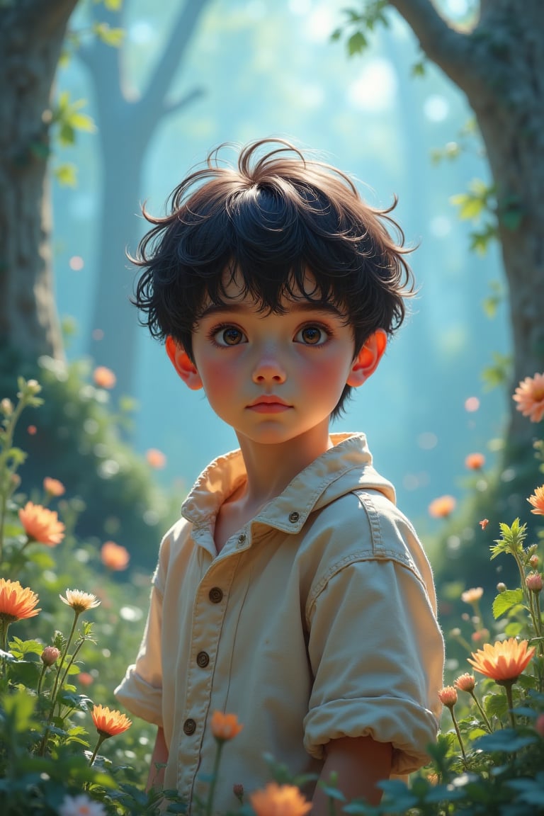 Close-up of a young boy with s | image created by Mr. H | Tensor.Art