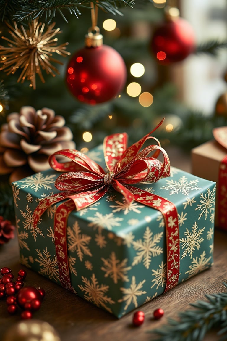 A festive Christmas present wr | image created by Orked Orked | Tensor.Art