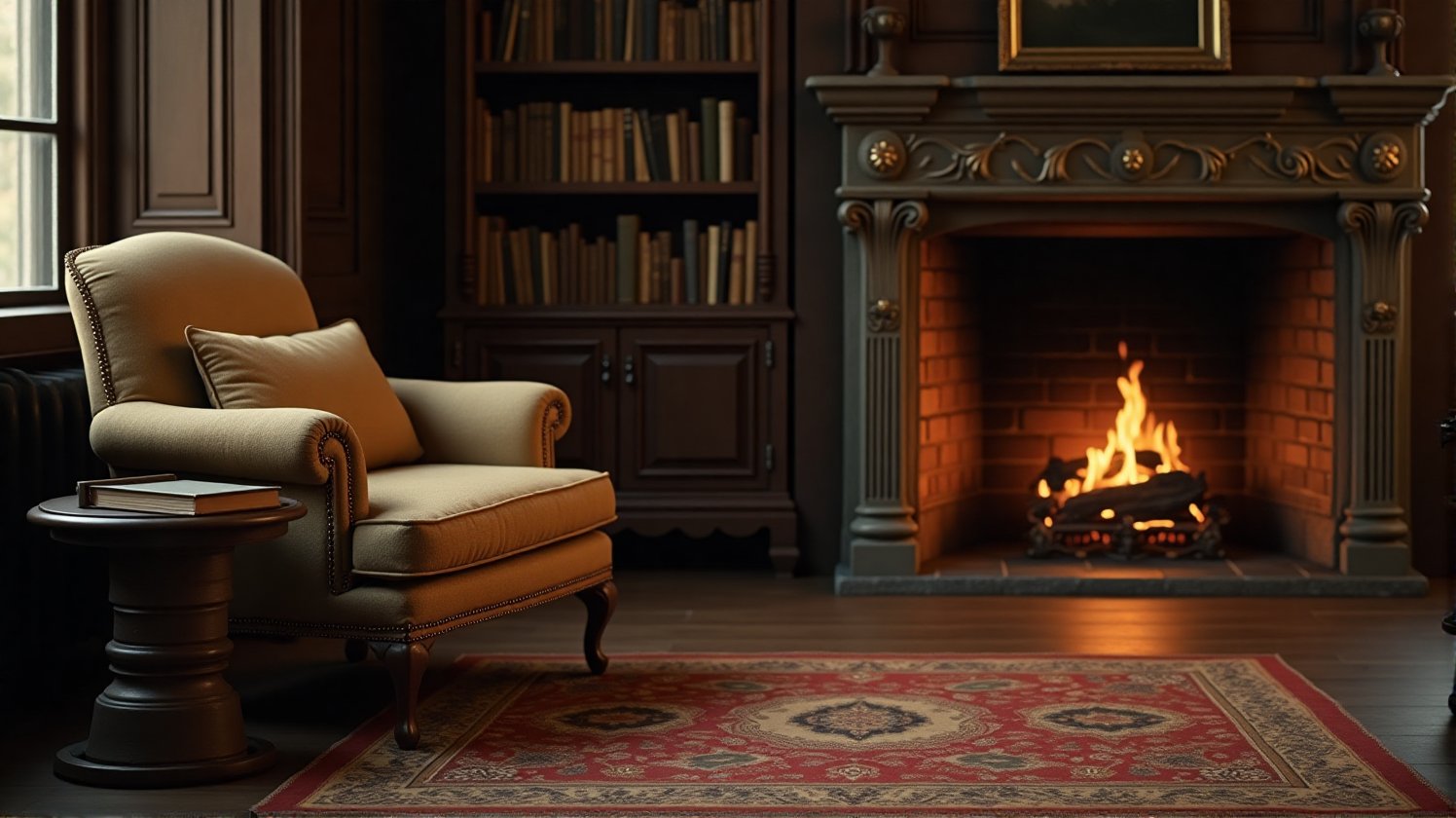 A vintage reading room with a | image created by noahmoresecrets ...