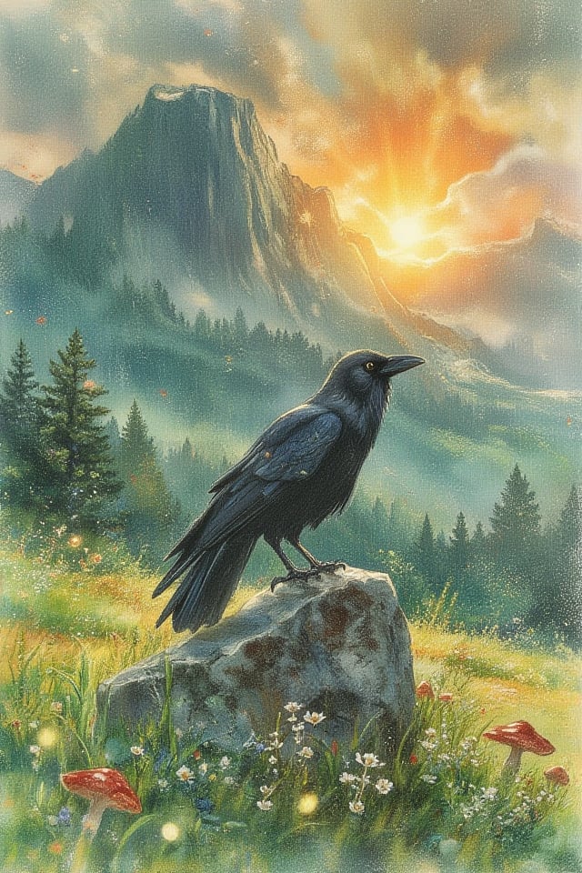A black crow sitting on top of | image created by calinepadraigin ...