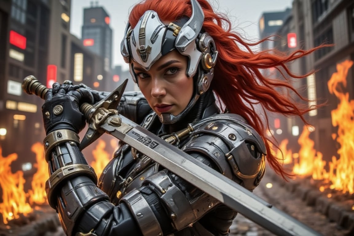 Close-up shot of a warrior wom | image created by ArteByJH | Tensor.Art