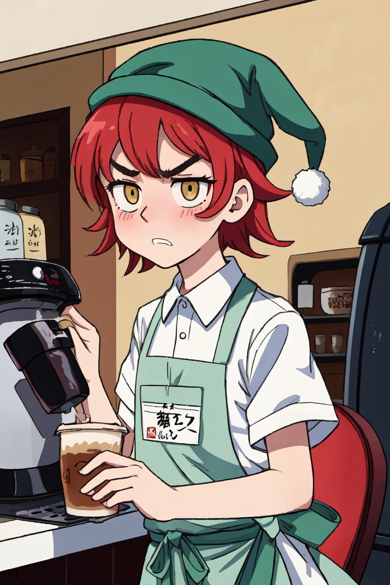 An anime-style male barista in | image created by Kiddo | Tensor.Art