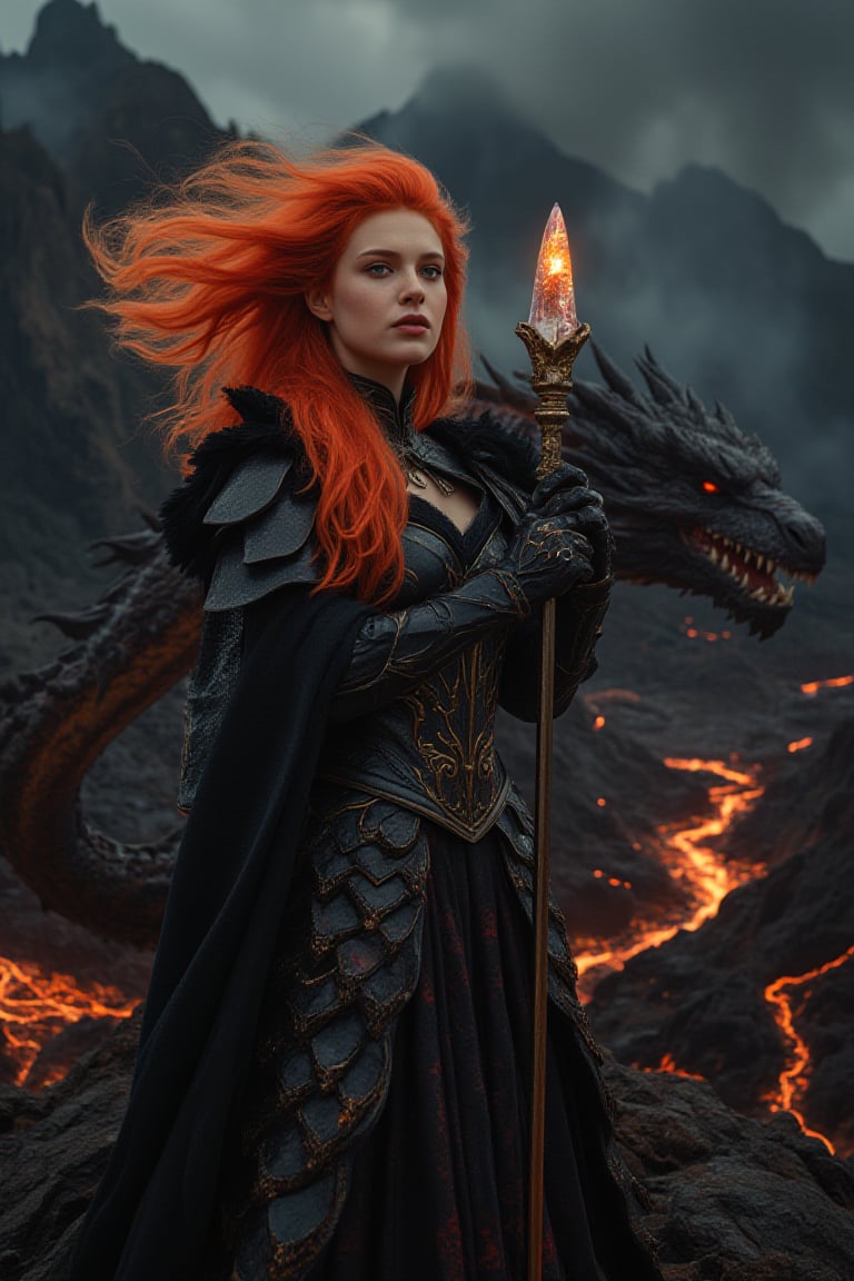 Regal dragon queen with long, | image created by Ighetta | Tensor.Art