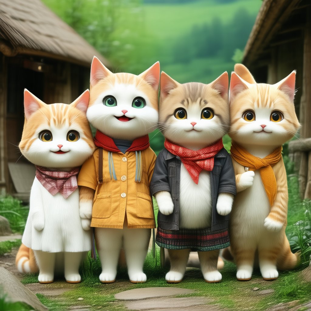 cat family | image created by NEKOMIMI ฅ(^•ᆺ•^)ฅ | Tensor.Art