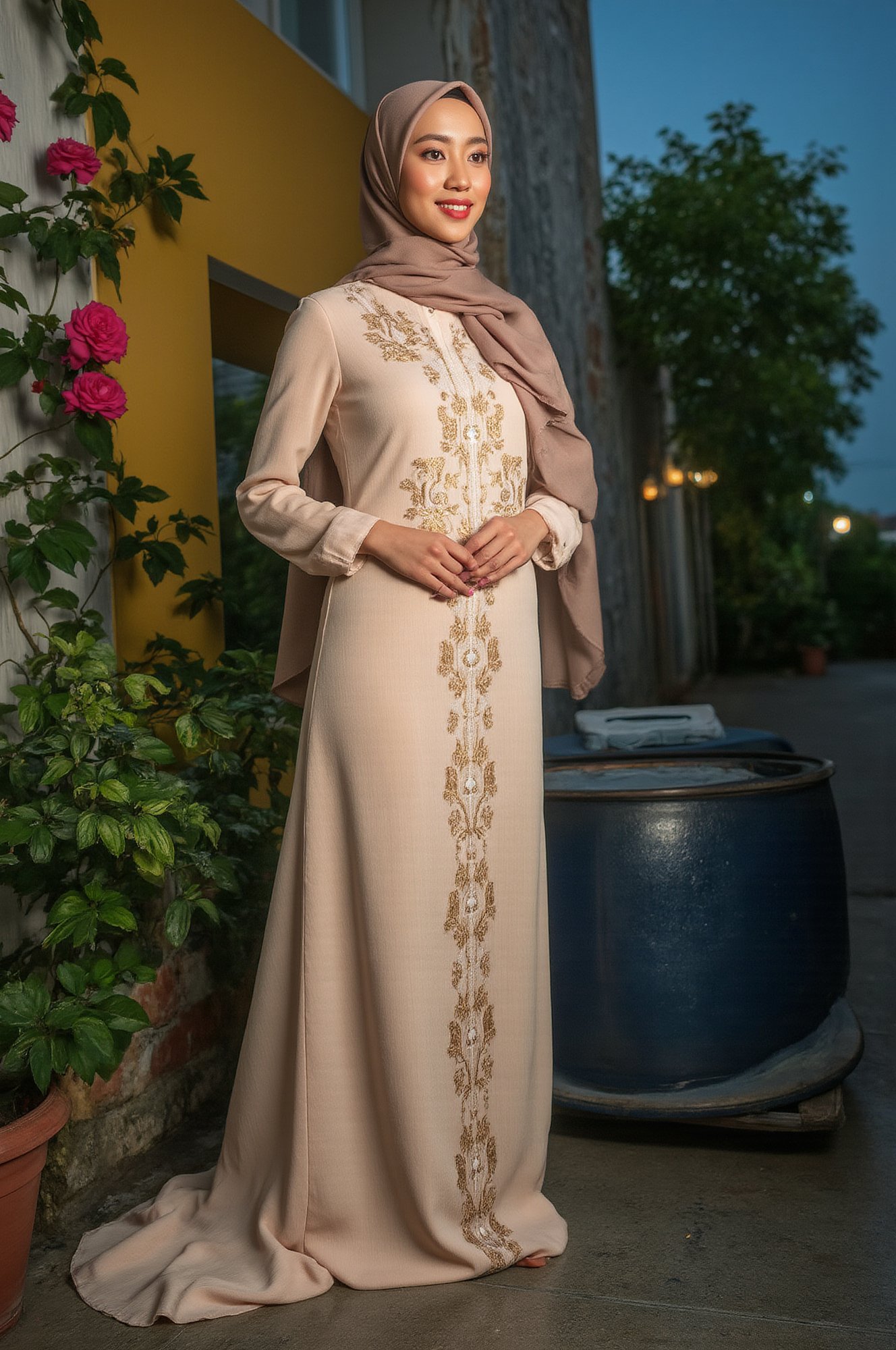 A low-angle shot frames the co | image created by Hijabista | Tensor.Art