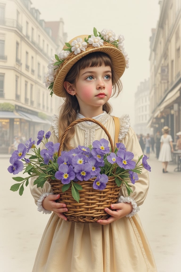 girl with violets | image created by Murasha | Tensor.Art
